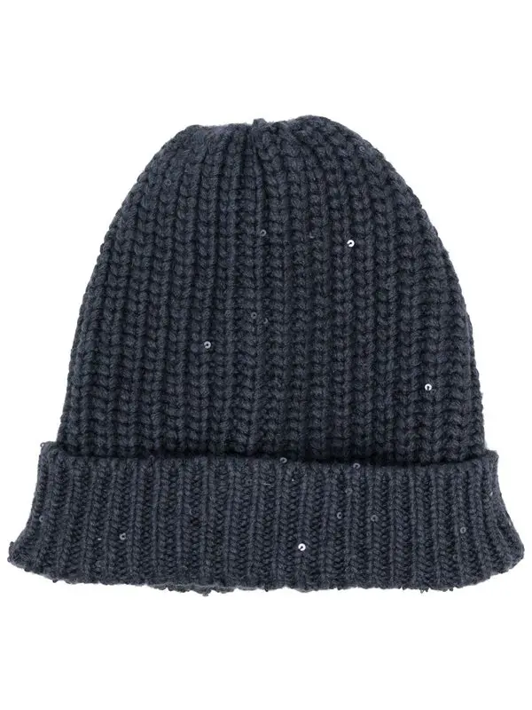 Brunello Cucinelli Knitted Cashmere-silk Beanie - Blue