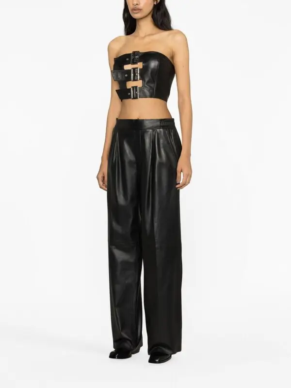 MANOKHI Cut-out Leather Bandeau Top