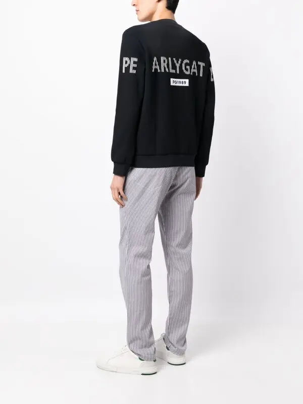 Pearly Gates Logo-Patch Crew Neck Sweater In Black - 49% Off
