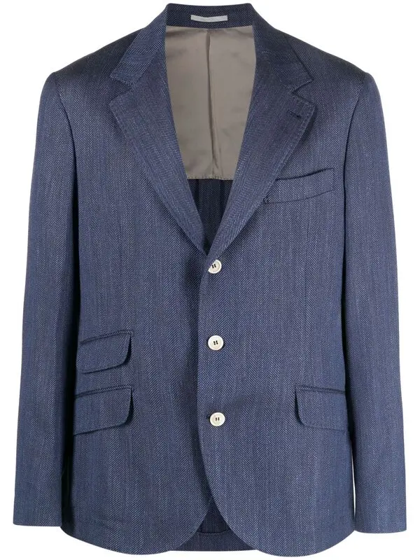 Brunello Cucinelli Herringbone-pattern Single-breasted Blazer
