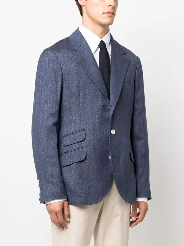 Brunello Cucinelli Herringbone-pattern Single-breasted Blazer