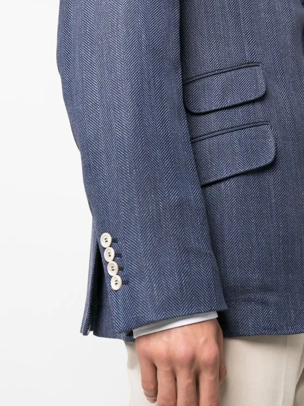 Brunello Cucinelli Herringbone-pattern Single-breasted Blazer