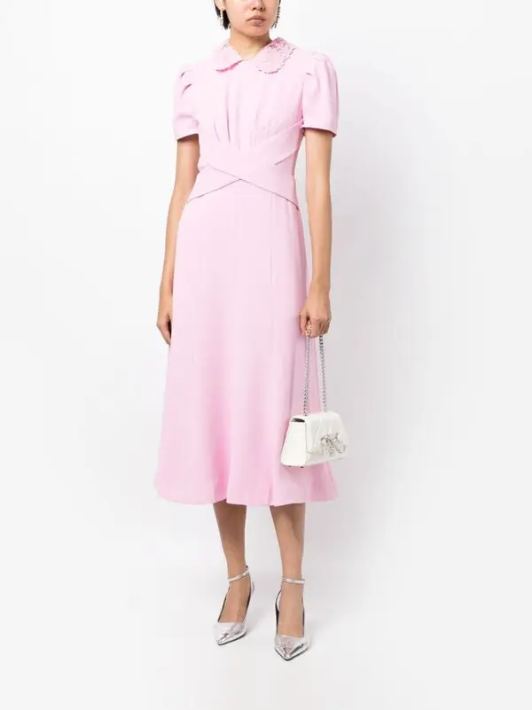 Self-Portrait Lace-Collar Midi Dress In Pink - 61% Off | Editorialist