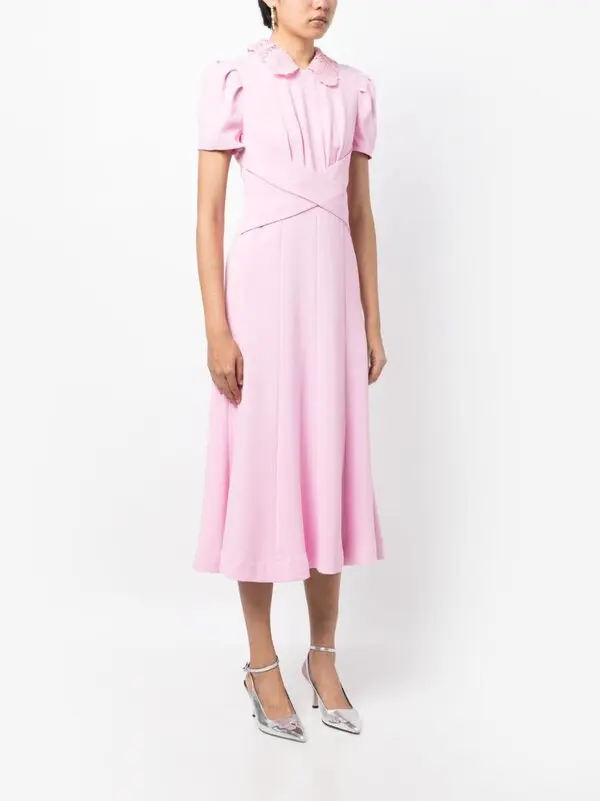 Self-Portrait Lace-Collar Midi Dress In Pink - 61% Off | Editorialist