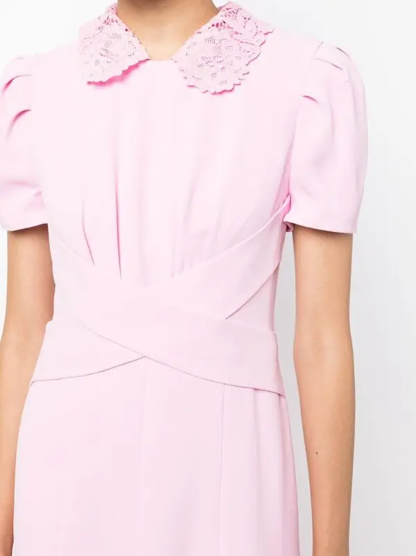 Self-Portrait Lace-Collar Midi Dress In Pink - 61% Off | Editorialist