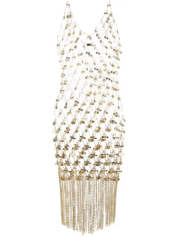 Rabanne Fringed Chainmail Dress In Gold - 15% Off | Editorialist