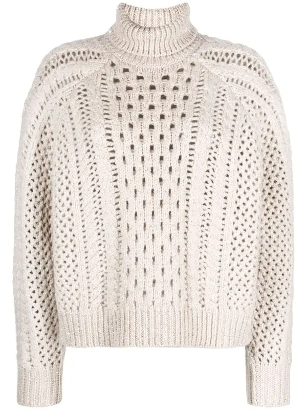 Brunello Cucinelli High-neck Crochet-knit Jumper
