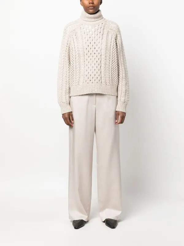 Brunello Cucinelli High-neck Crochet-knit Jumper