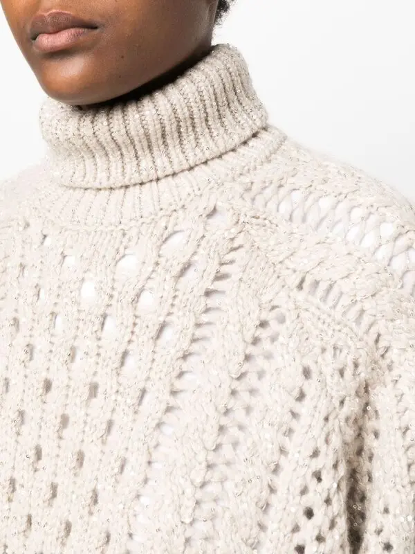 Brunello Cucinelli High-neck Crochet-knit Jumper