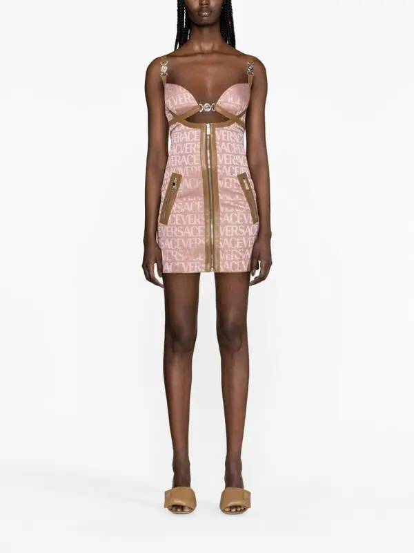 Versace Allover Jacquard Minidress - Pink