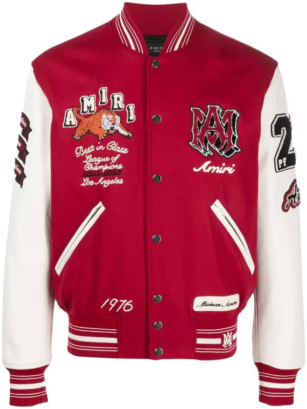 Amiri Logo-patch Varsity Jacket - Red