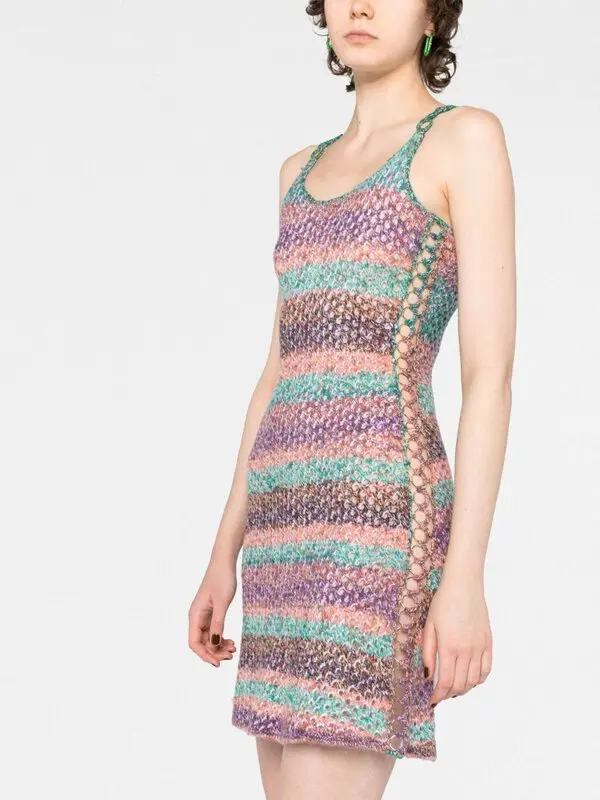 Chloé Crochet-knit Wool Minidress - Green