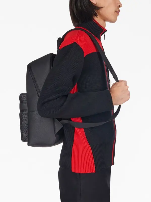 FERRAGAMO Embossed-logo Leather Backpack - Black