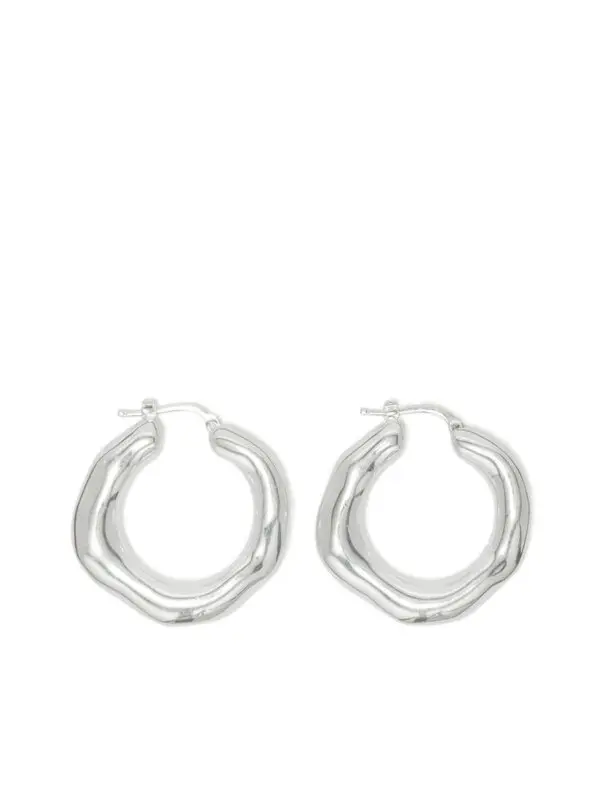 JIL SANDER Sculpted Hoop Earrings - Silver
