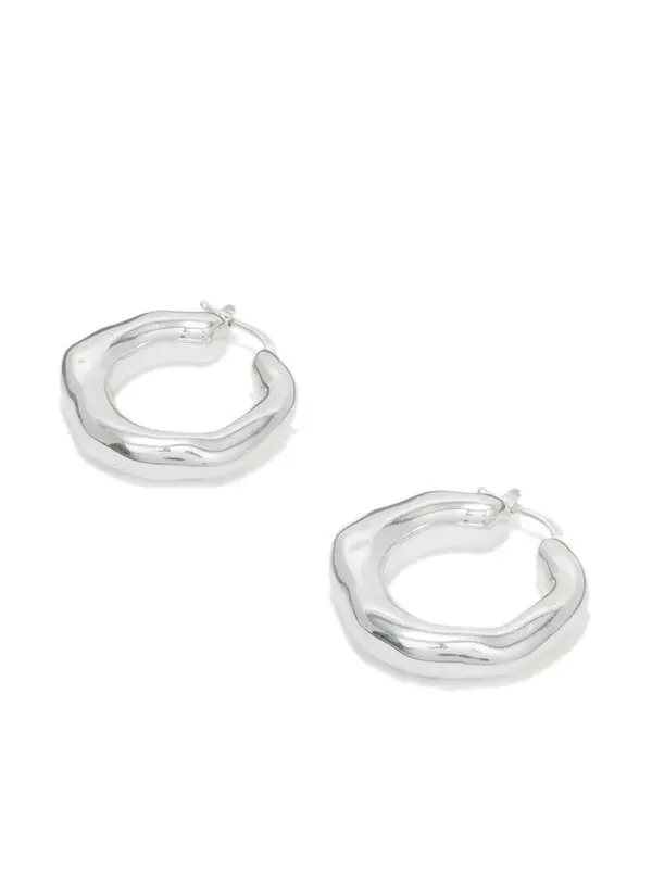 JIL SANDER Sculpted Hoop Earrings - Silver