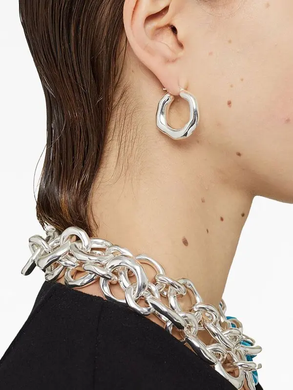 JIL SANDER Sculpted Hoop Earrings - Silver