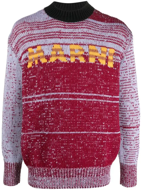 Marni Intarsia-knit Logo Virgin Wool Sweater