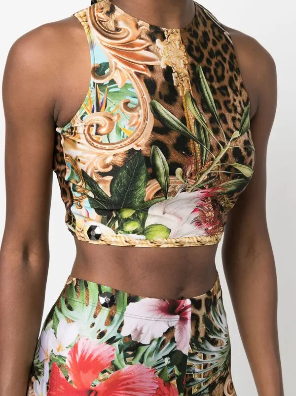 Philipp Plein Baroque Flowers Cropped Top