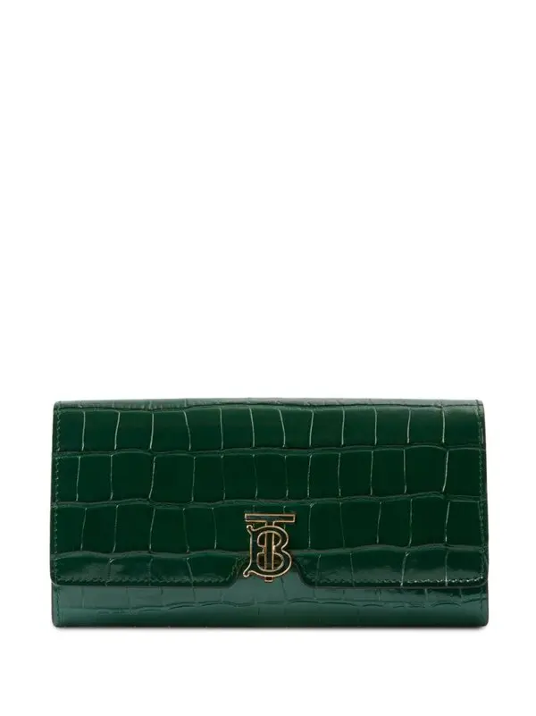 Burberry Embossed Crocodile-effect Leather Wallet