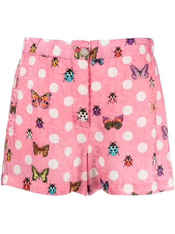 Versace Butterflies-print Silk-blend Shorts