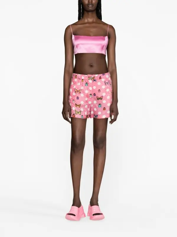 Versace Butterflies-print Silk-blend Shorts