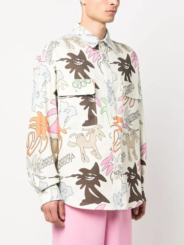 Palm Angels Graphic-print Long-sleeve Shirt