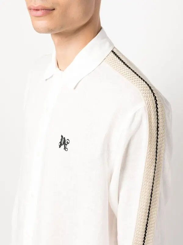 Palm Angels Pa Monogram-print Linen Shirt - White
