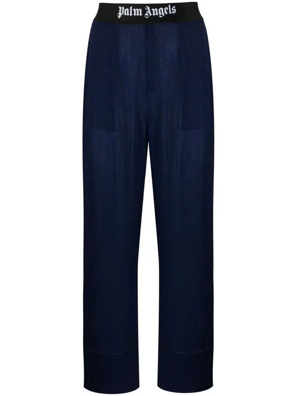 Palm Angels Soireé Logo-waist Trousers - Blue