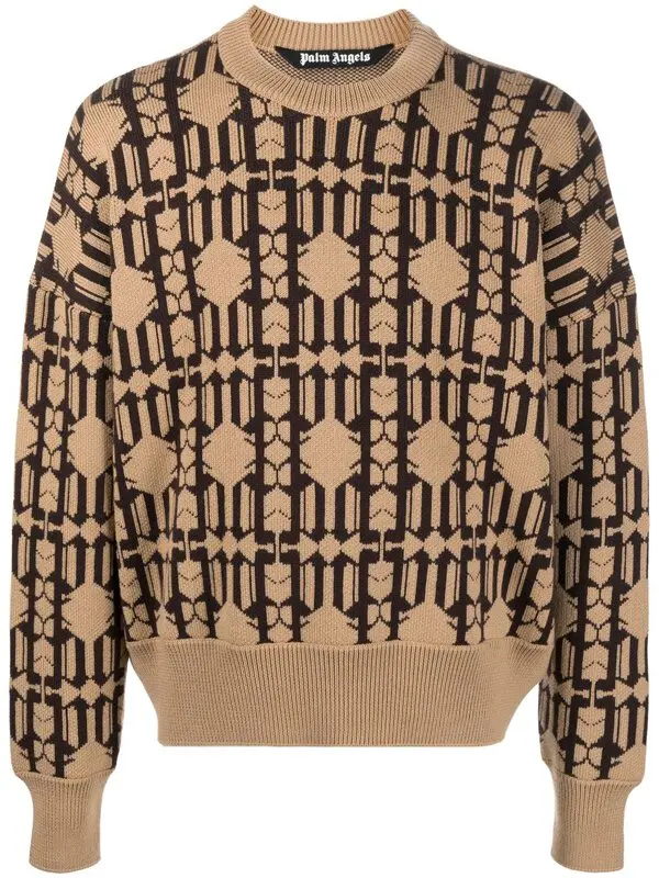 Palm Angels Jacquard Sweater - Neutrals