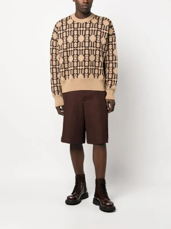 Palm Angels Jacquard Sweater - Neutrals