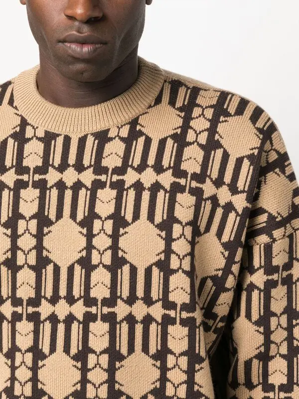 Palm Angels Jacquard Sweater - Neutrals