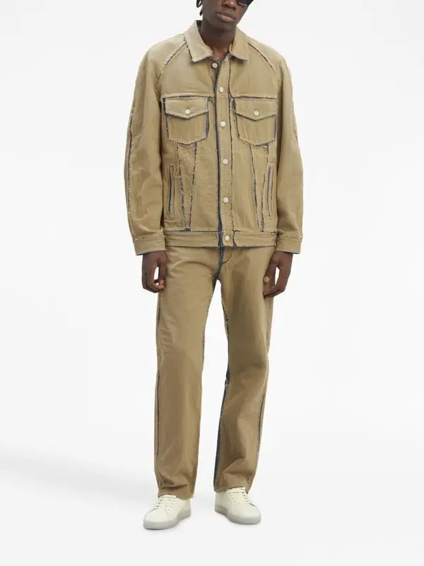 Palm Angels Logo-patch Ripstop Denim Jacket - Brown