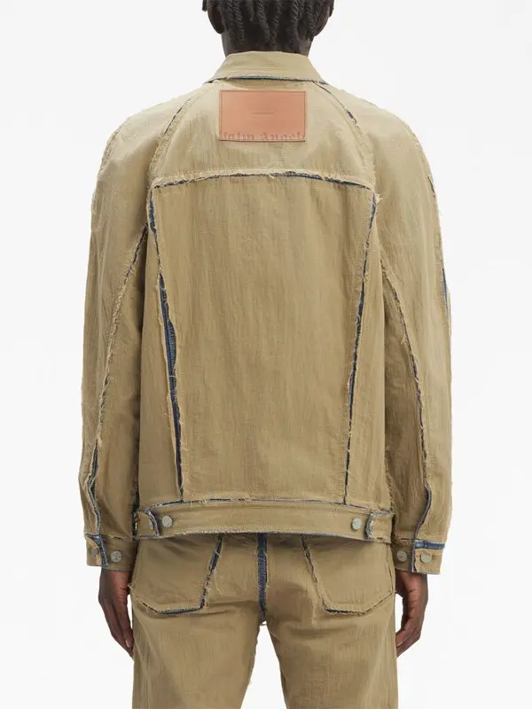Palm Angels Logo-patch Ripstop Denim Jacket - Brown