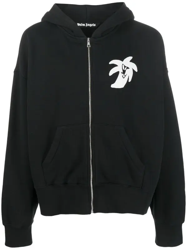 Palm Angels Logo-print Zip-up Hoodie