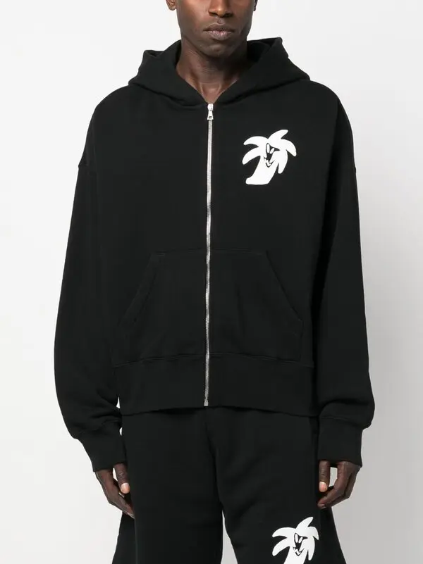 Palm Angels Logo-print Zip-up Hoodie