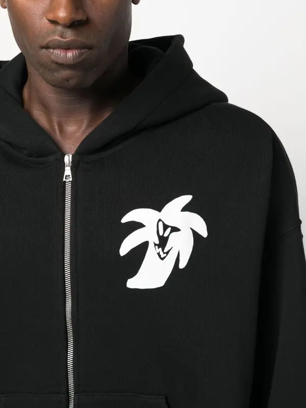 Palm Angels Logo-print Zip-up Hoodie
