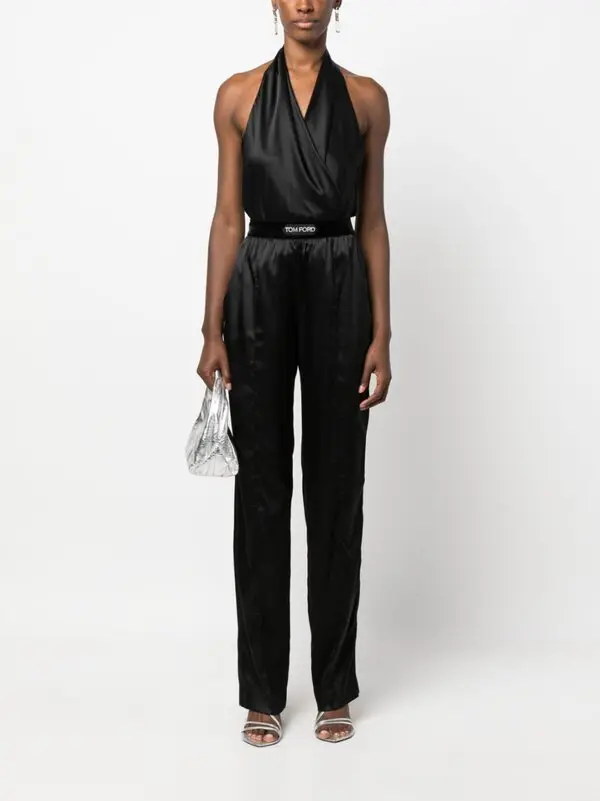 TOM FORD High-waisted Silk Trousers - Black