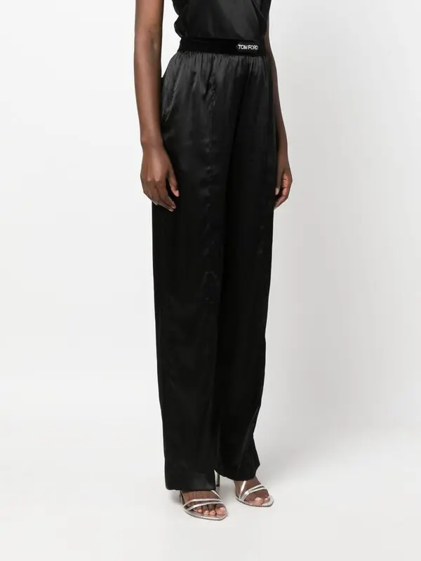 TOM FORD High-waisted Silk Trousers - Black
