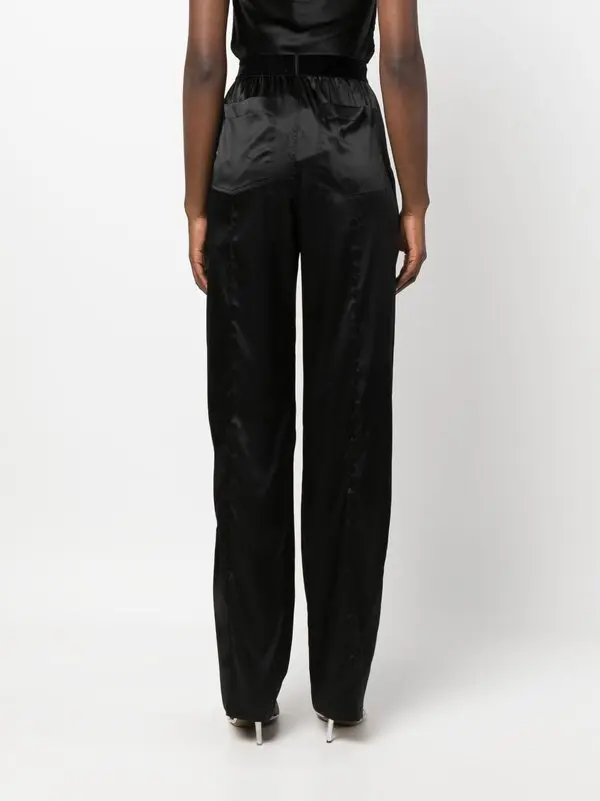 TOM FORD High-waisted Silk Trousers - Black
