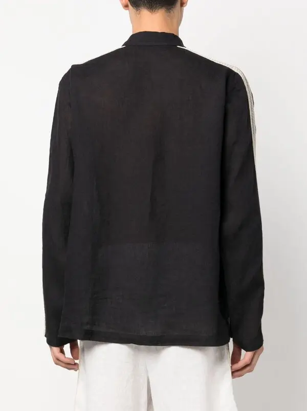 Palm Angels Pa Monogram-print Linen Shirt - Black