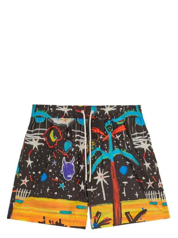 Palm Angels Starry Night Drawstring Swim Shorts - Black