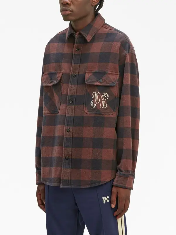 Palm Angels Monogram-print Checked Shirt