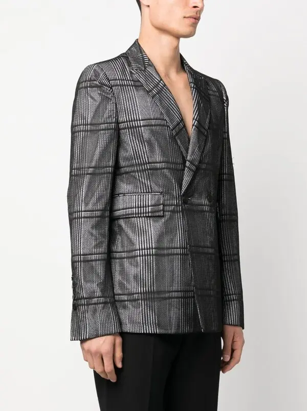 SAPIO Plaid-check Print Cotton Blazer
