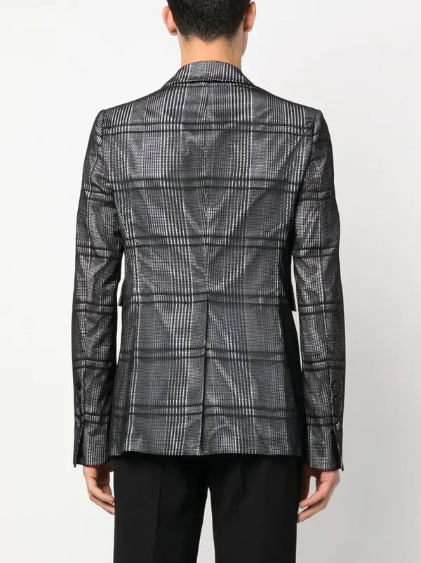 SAPIO Plaid-check Print Cotton Blazer