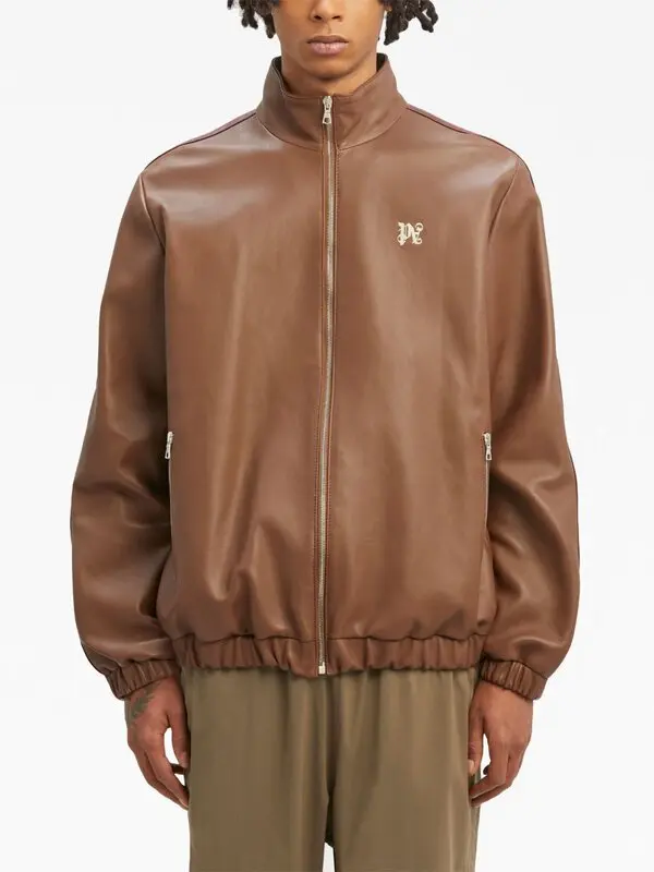 Palm Angels Pa Monogram Leather Track Jacket