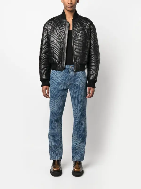 Roberto Cavalli Leather Bomber Jacket