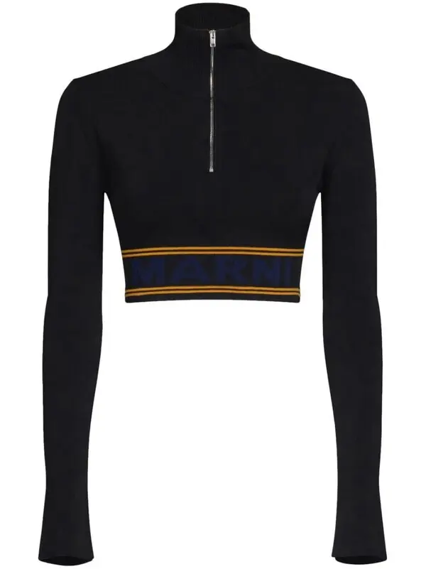 Marni Logo Cropped Jumper - Black