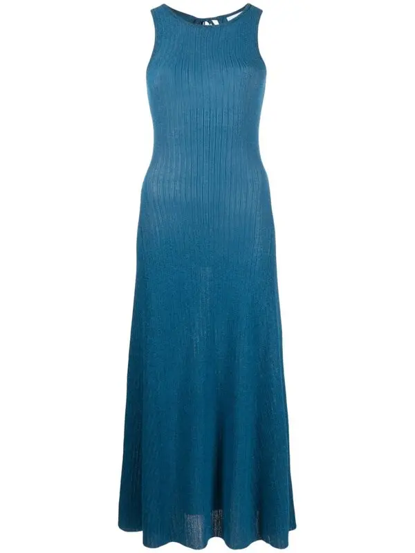 GANNI Metallic Ribbed Midi Dress