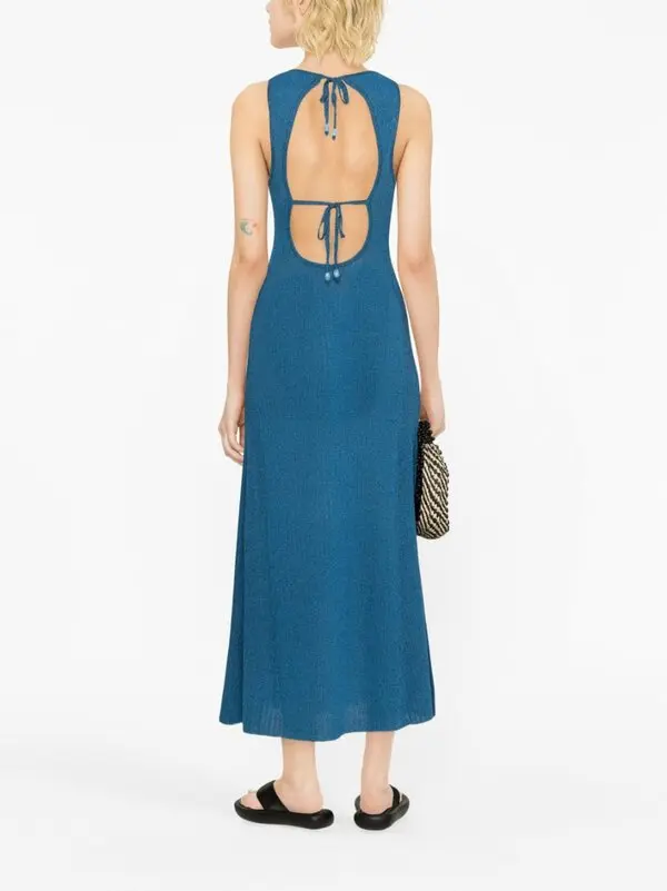 GANNI Metallic Ribbed Midi Dress