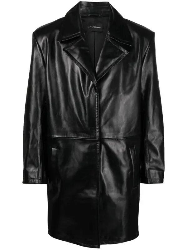 MANOKHI Single-breasted Leather Overcoat